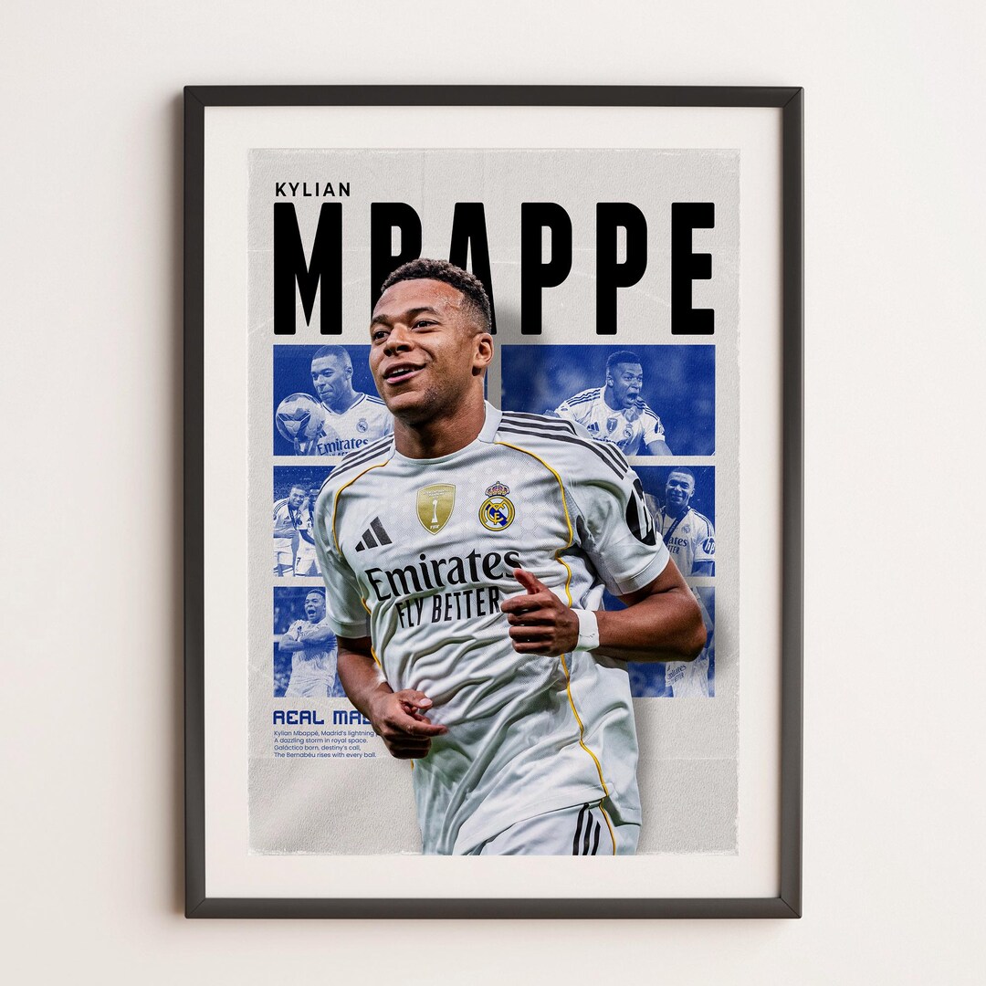 Kylian Mbappe Real Madrid, Printable A3 Sport Wall Art, Gift for Boy ...