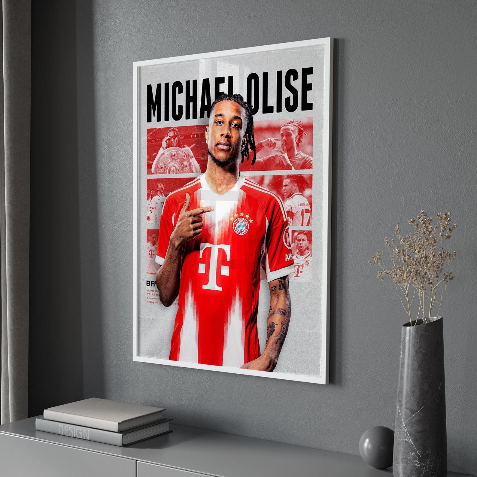 Olise Bayern Munich Poster, Printable A3 Sport Wall Art, Gift for Boy ...