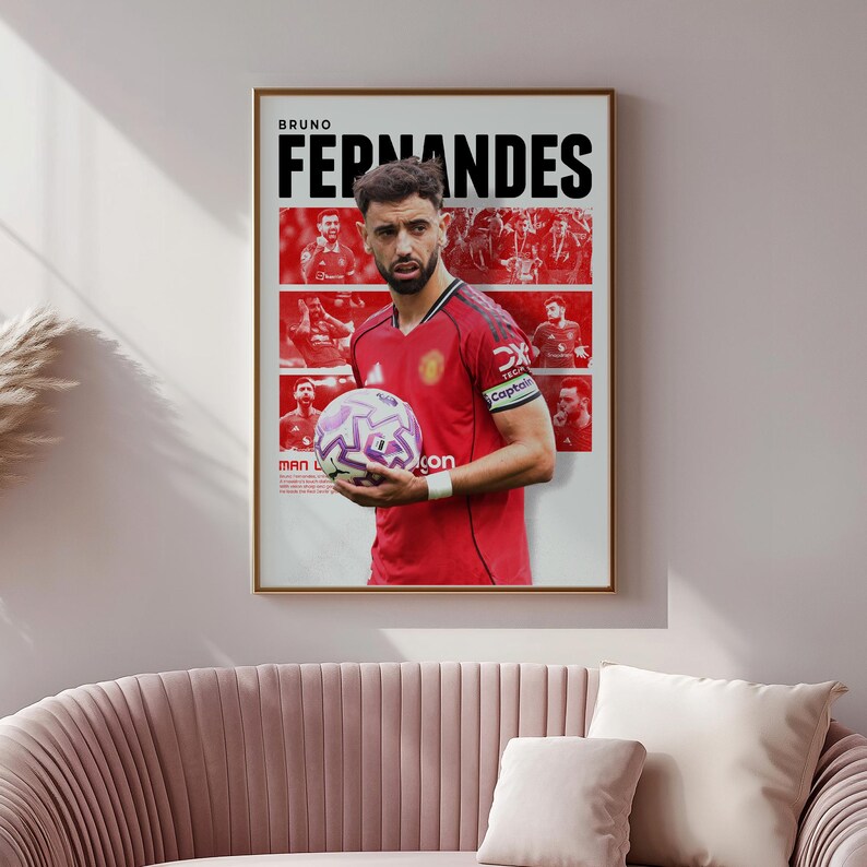 Bruno Fernandes Man United Poster, Manchester United Wall Art (digital ...