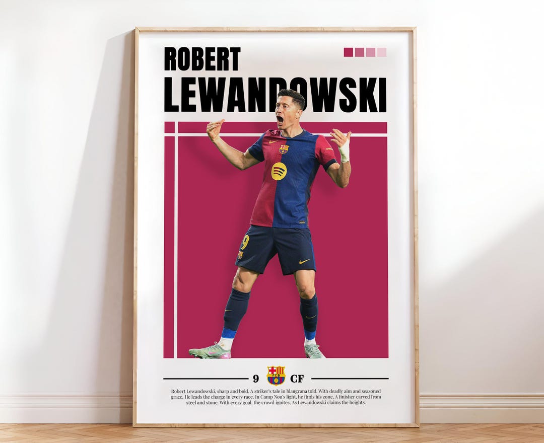 Lewandowski Poster, Barcelona Poster, Lewandowski Poster Print Art ...