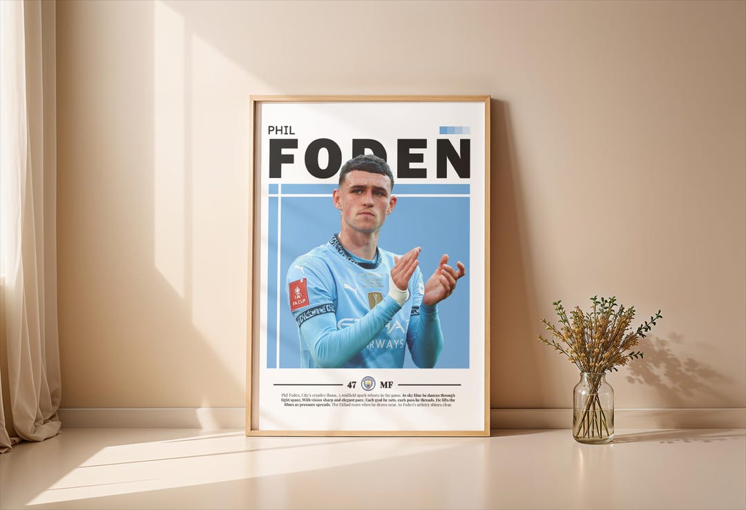 Phil Foden Manchester City Poster A3, Phil Foden Wall Art, Soccer ...