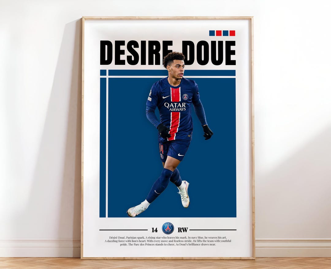 Desire Doue PSG Poster, Paris Saint German Poster, PSG Poster Print Art ...