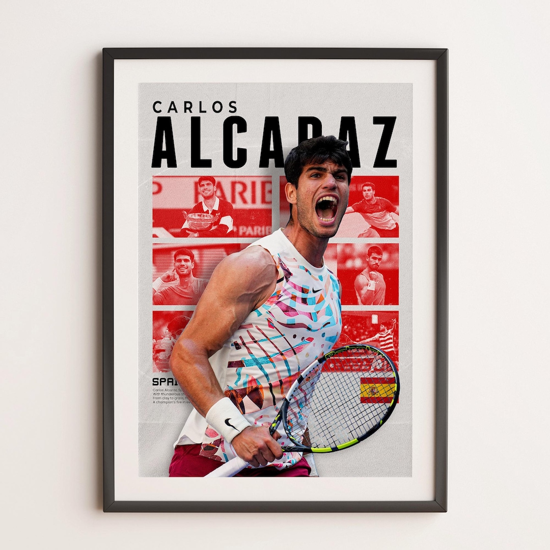 Carlos Alcaraz Tennis Poster, Sports Wall Art (A3 Printable), Wimbledon ...