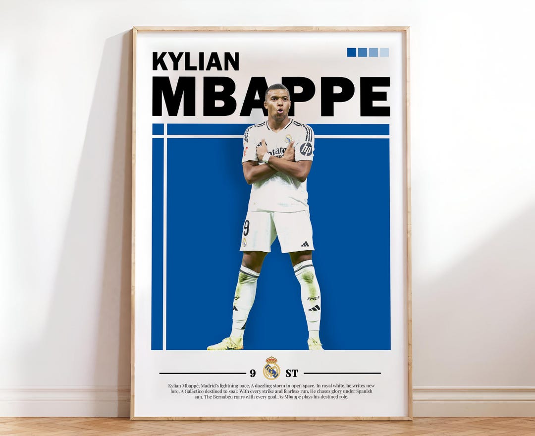 Kylian Mbappe Poster, Real Madrid Poster, Mbappe Poster Print Art, Gift ...