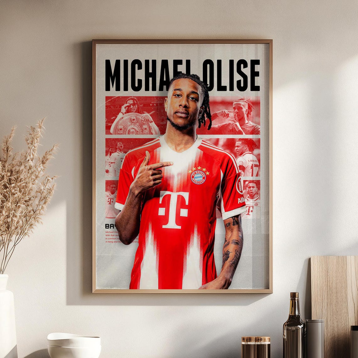 Olise Bayern Munich Poster, Printable A3 Sport Wall Art, Gift for Boy ...