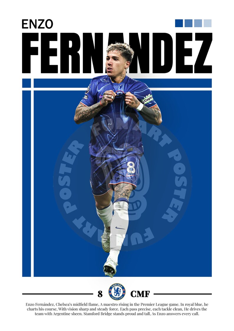Enzo Fernandez Chelsea Poster, Chelsea Poster, Enzo Poster Print Art ...
