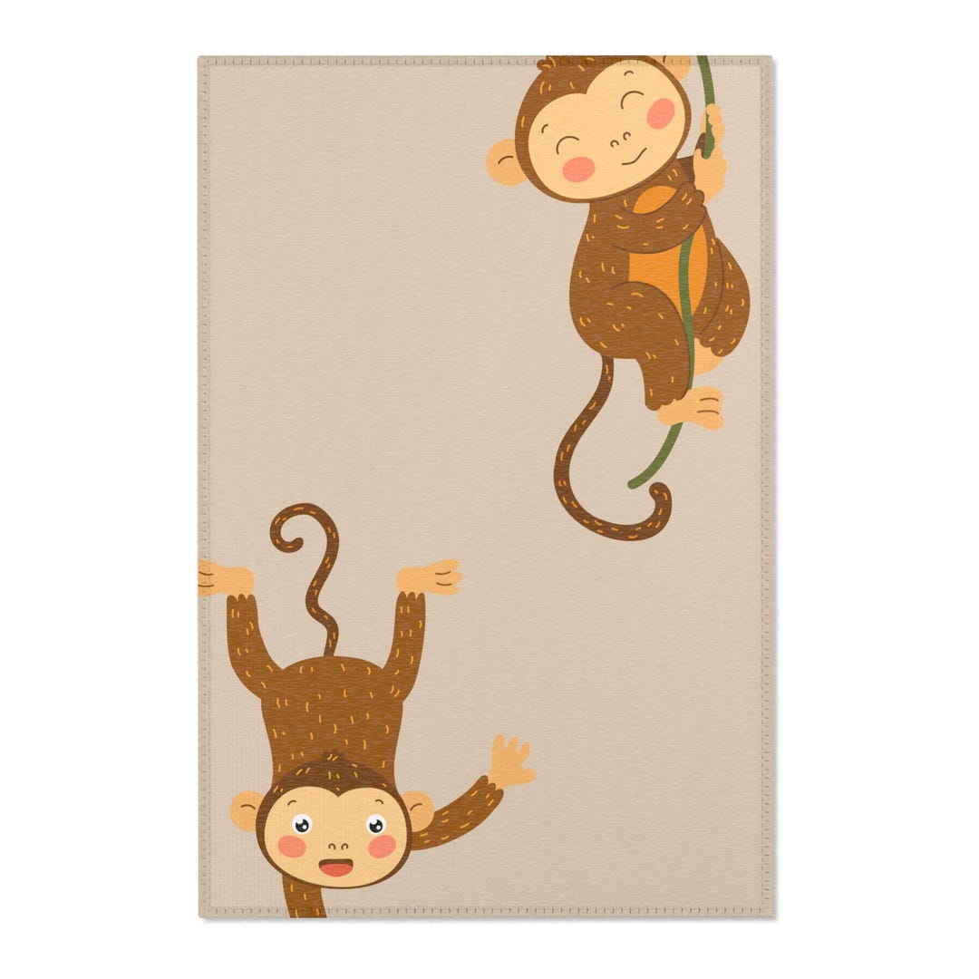 Playful Monkey Area Rug - Cute Kids Bedroom Decor, Jungle Theme Decor ...