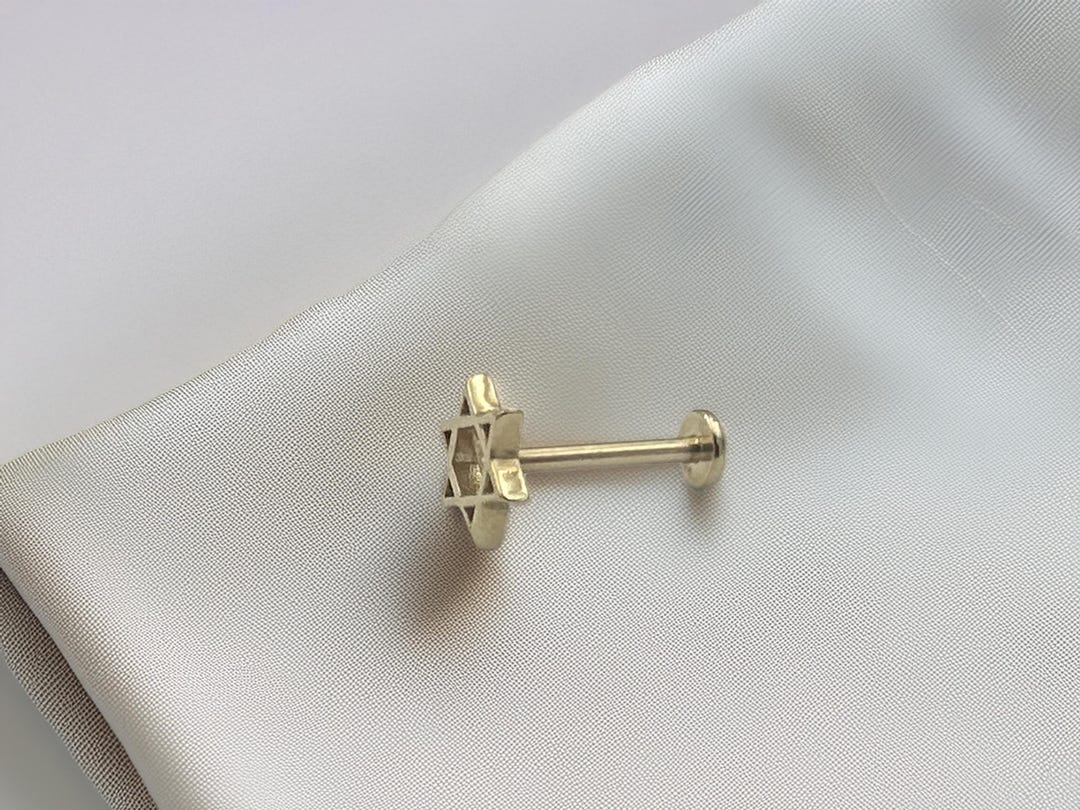 14K Solid Gold Star of David Piercing – Jewish Tragus / Daith Earring ...