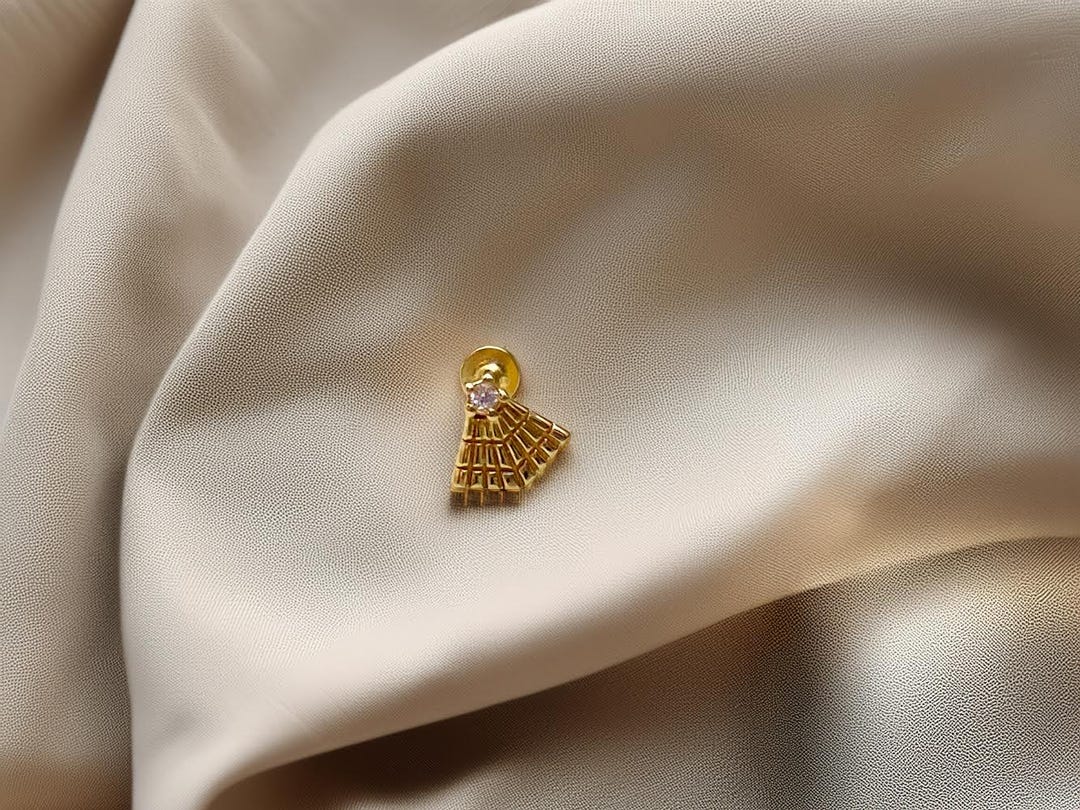 14K Gold Aztec Inspired Cartilage Piercing, Tribal Stud Earring, Helix ...