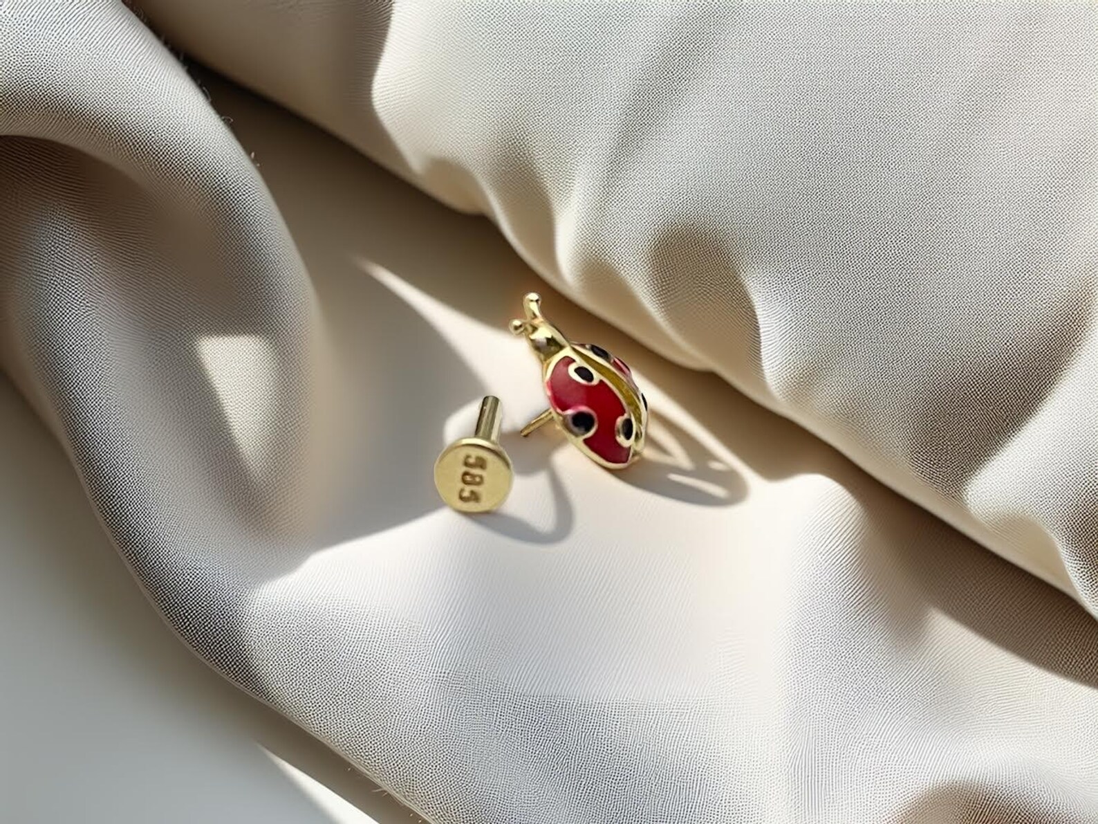 14K Solid Gold Ladybug Cartilage Earring – Cute Internally Threaded ...