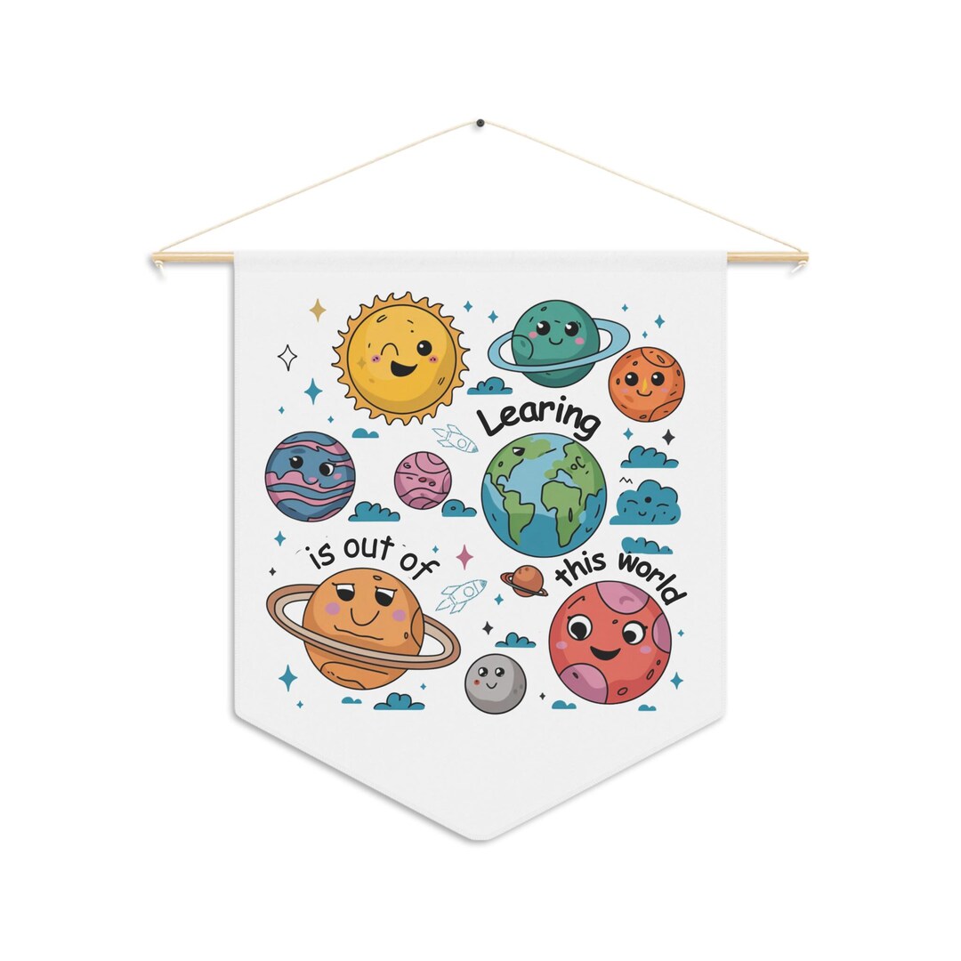 Colorful Planetary Learning Pennant, Educational Decor, Kids Room Wall ...