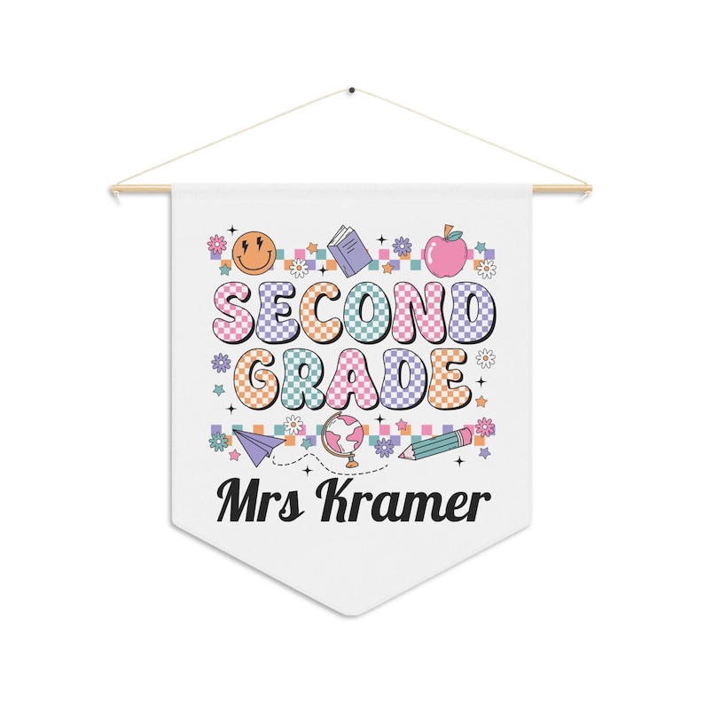 Personalized Second Grade Classroom Pennant for Teachers, Second Grade ...