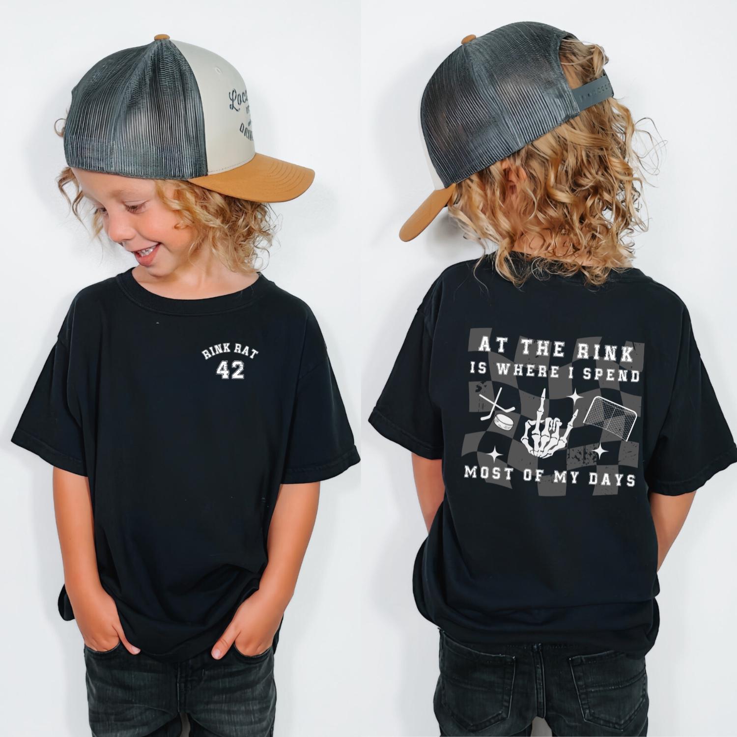Kids Ice Hockey Tee, Rink Rat Graphic, Custom Number Shirt - Etsy