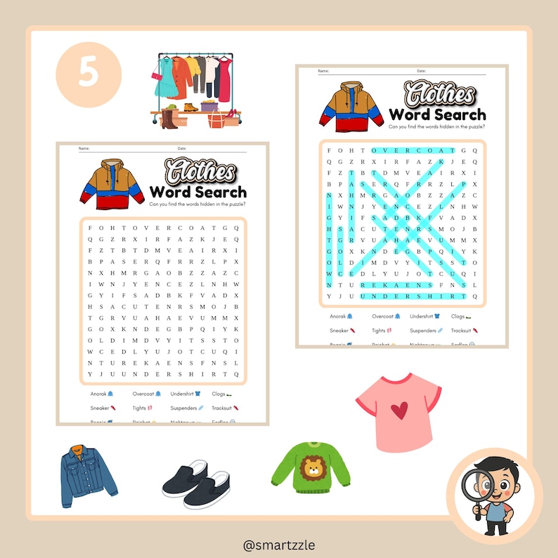 Clothes Word Search Puzzle: ESL Vocabulary Activity (PDF) - Etsy