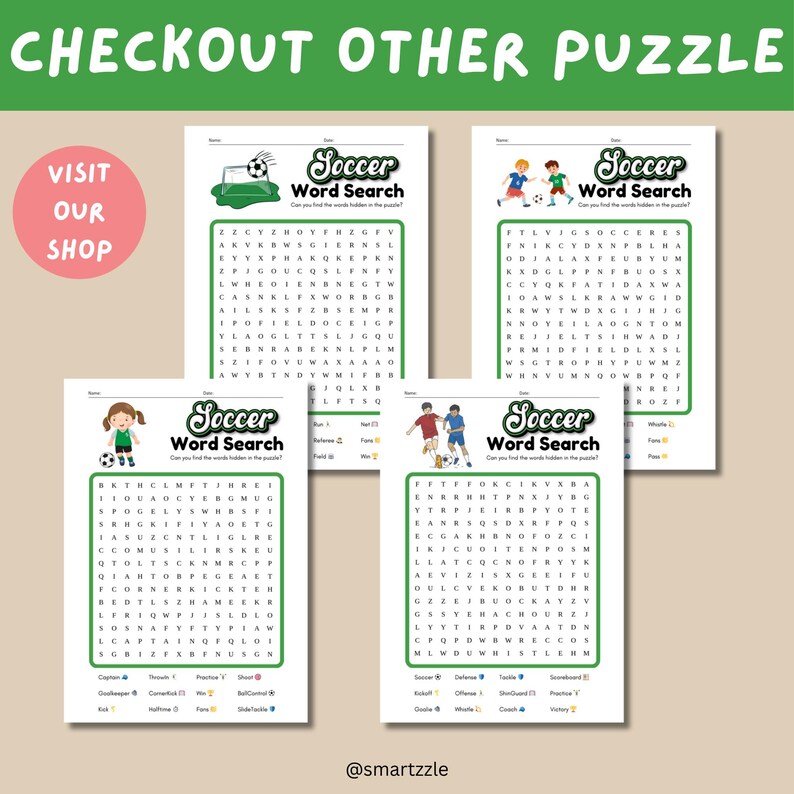 Soccer Word Search Puzzle for Kids | 5 Printable Sports Activity Games ...