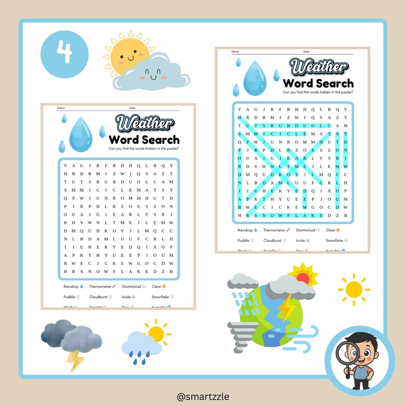 Weather Word Search Puzzle: Kids Vocabulary Game (printable PDF) - Etsy