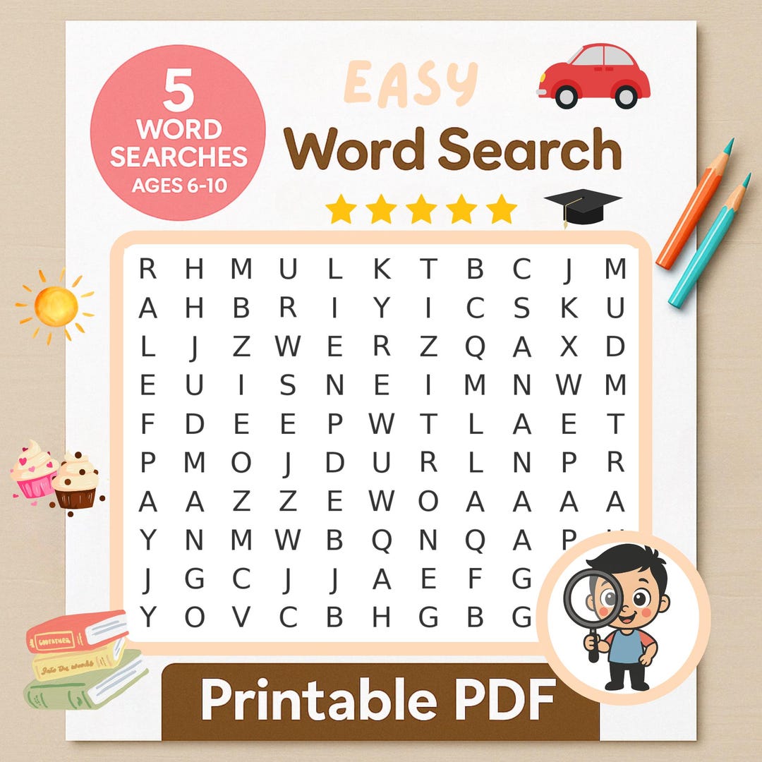 Easy Word Search Puzzle for Kids: Beginner Vocabulary Game (printable ...