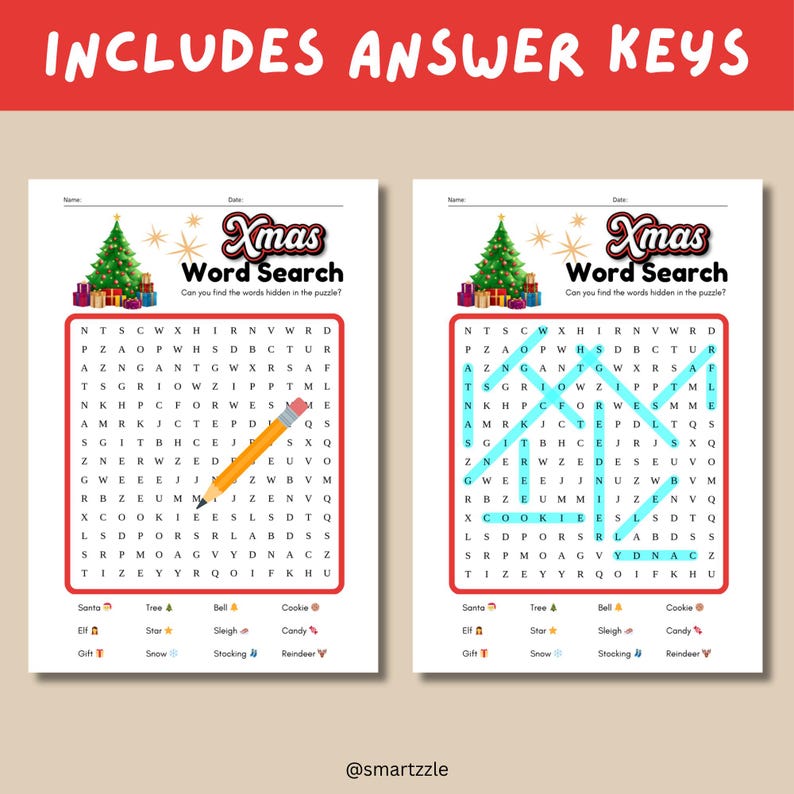 Christmas Word Search Puzzle for Kids and Adults | Printable Holiday ...