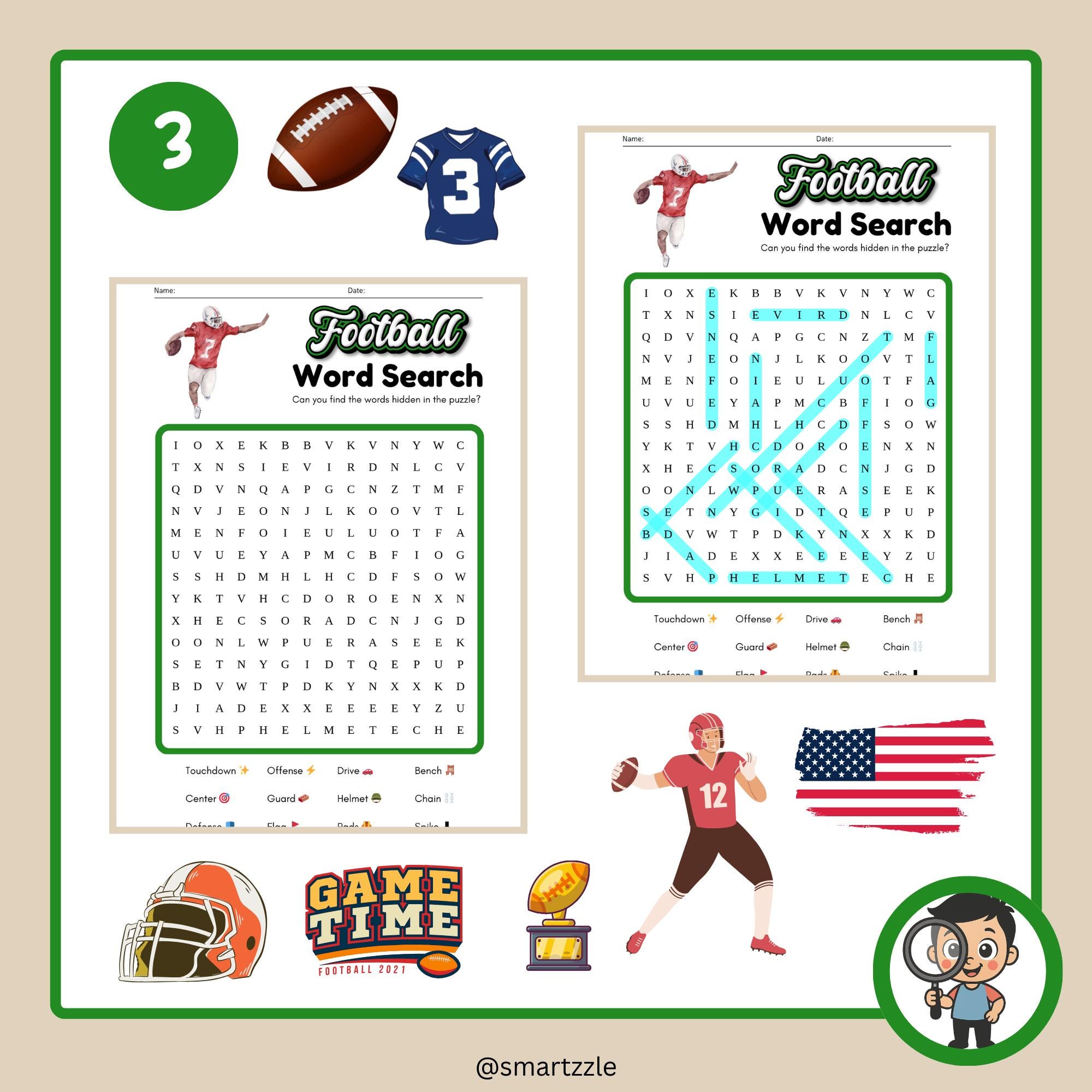 Football Word Search for Kids | Printable PDF Puzzle | Ages 6–10 ...
