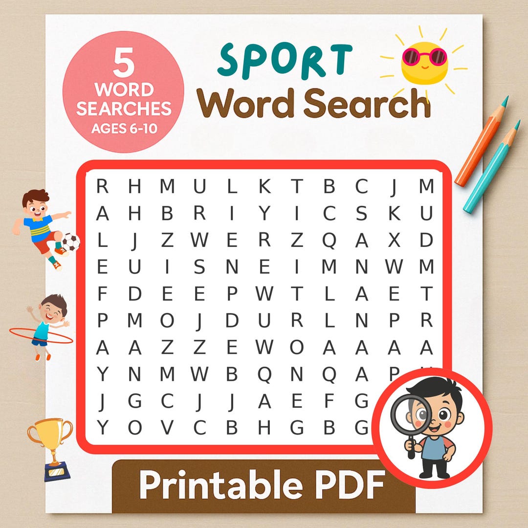 Sports Word Search Puzzle: Kids Vocabulary Game (printable PDF) - Etsy