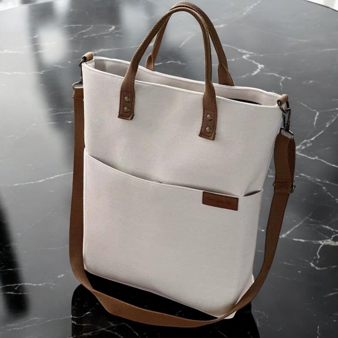 Personalized Leather Tote Bag With Zipper – Custom Shoulder Bag, Gift ...