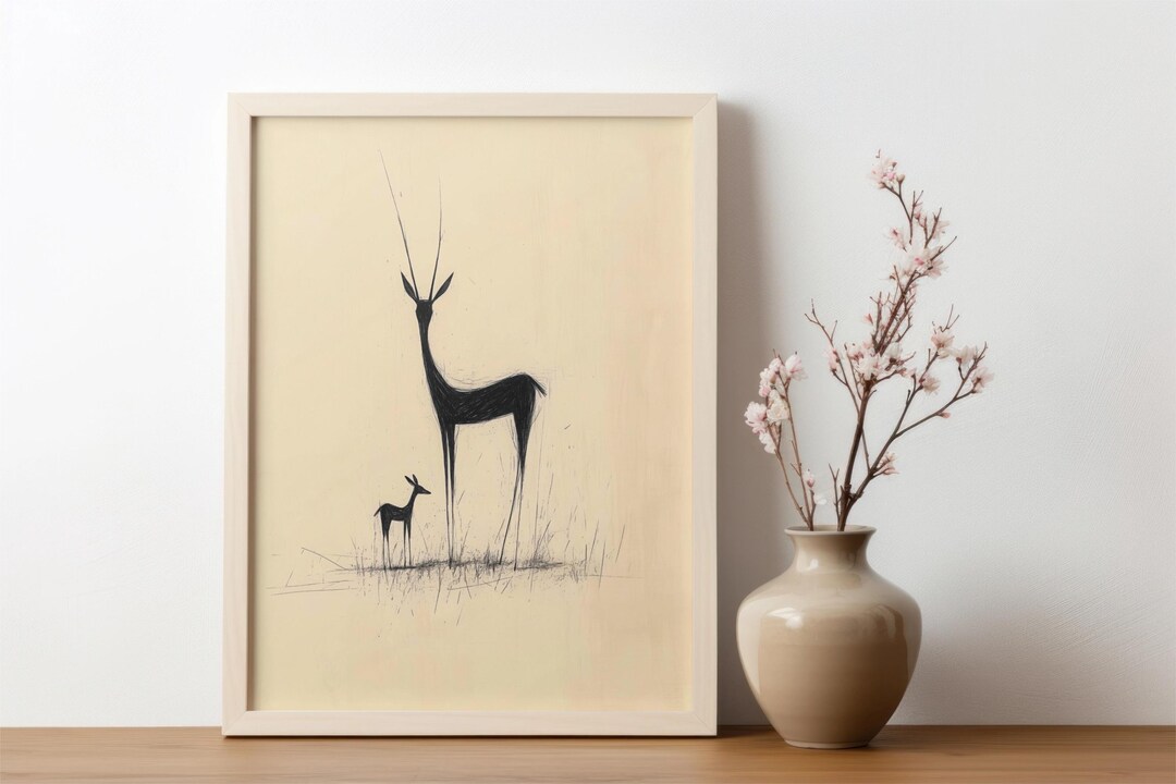 Minimalist African Art, African Antelope Art, African Savanna Art ...