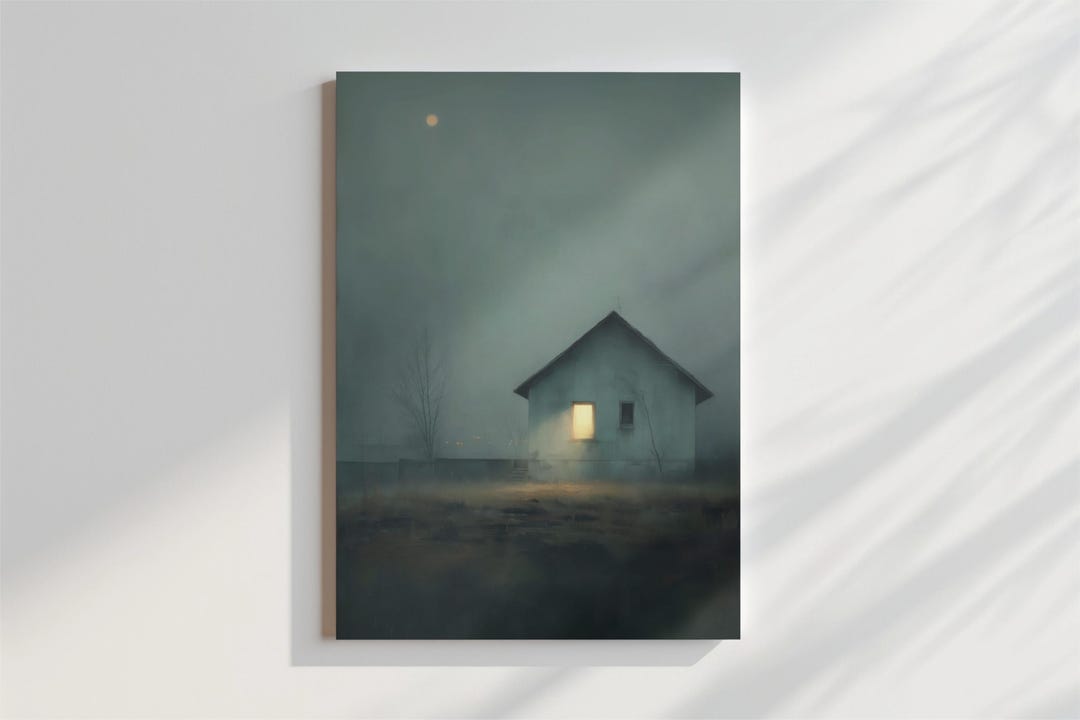 Gothic Art Print | Misty House Art Print | Mysterious Night Landscape ...