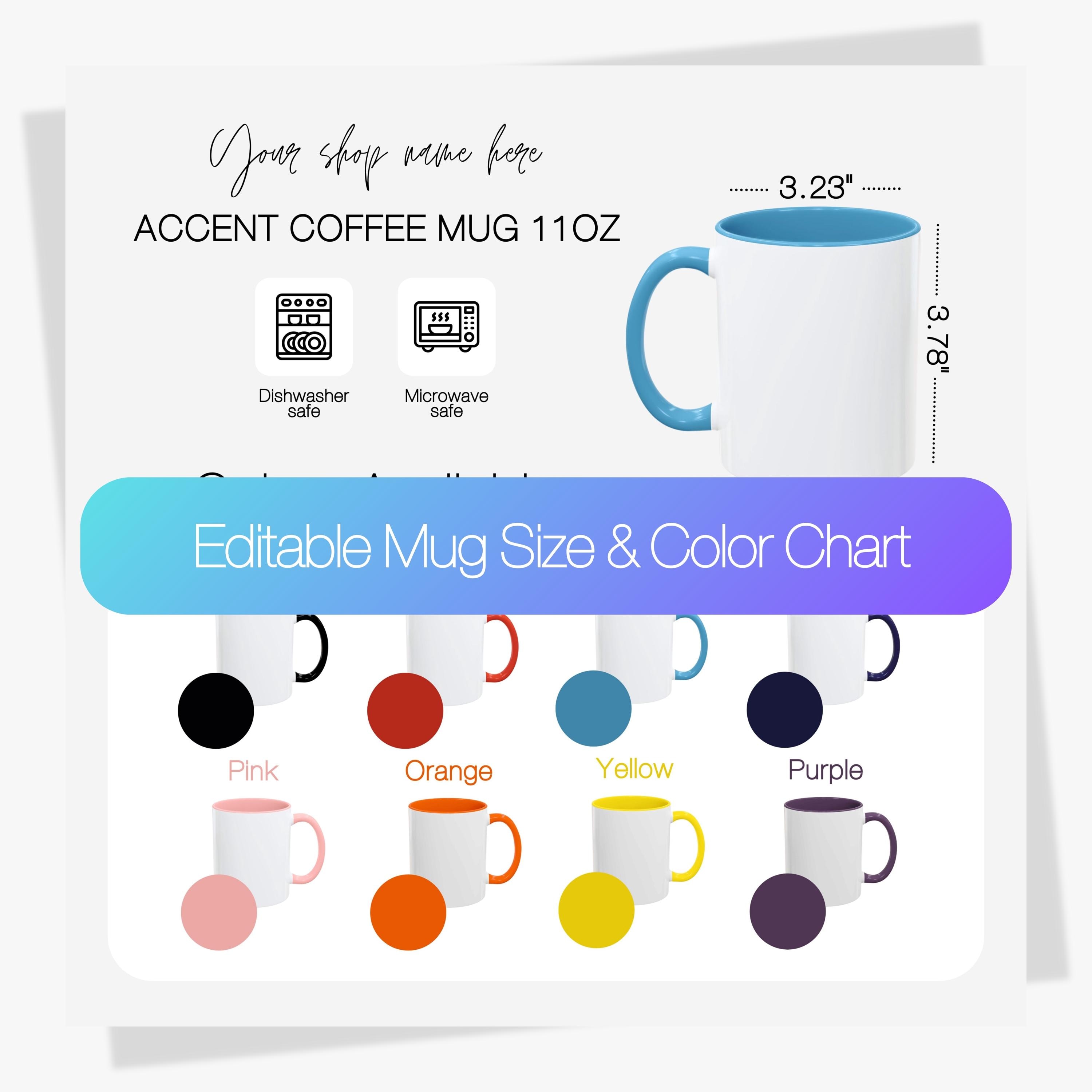 Printful Mug Color Chart and Size Chart, 11 and 15oz Ceramic Mug Size ...
