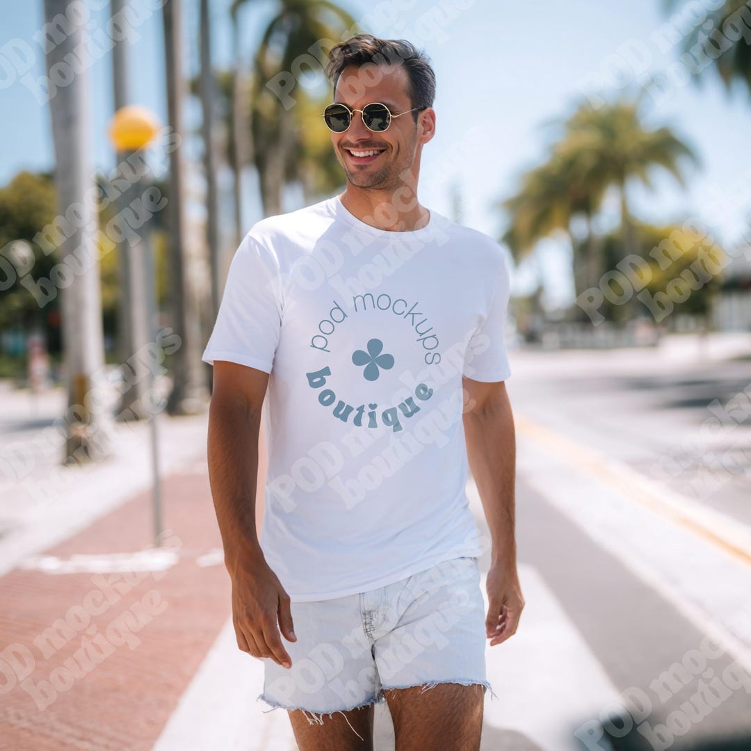 Gildan 5000 Mockup White Tee, Gildan 5000 for Men Mockup, Man With ...