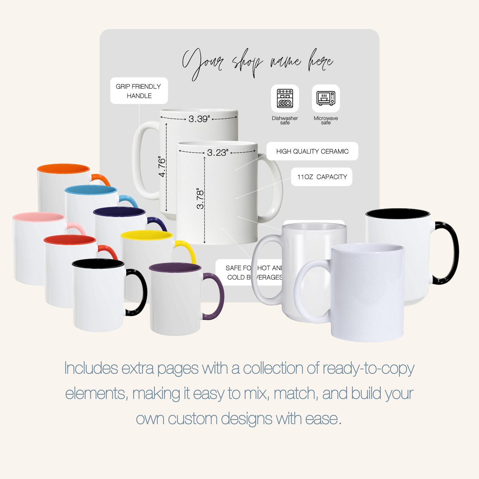 Printful Mug Size Chart & Color Chart, 11 and 15oz Ceramic Mug Size ...
