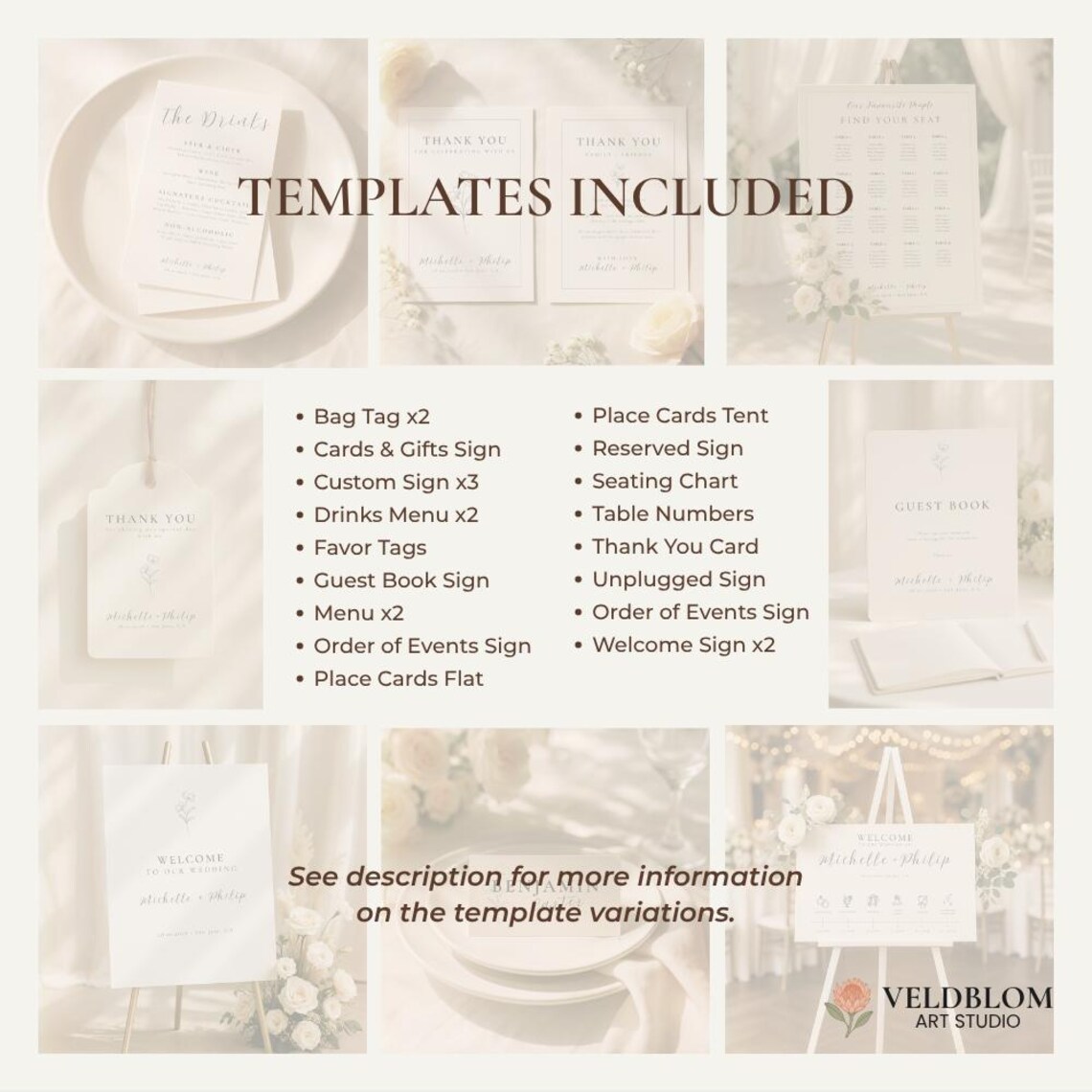 Minimalist Wedding Signage Bundle: Editable Canva Templates - Etsy