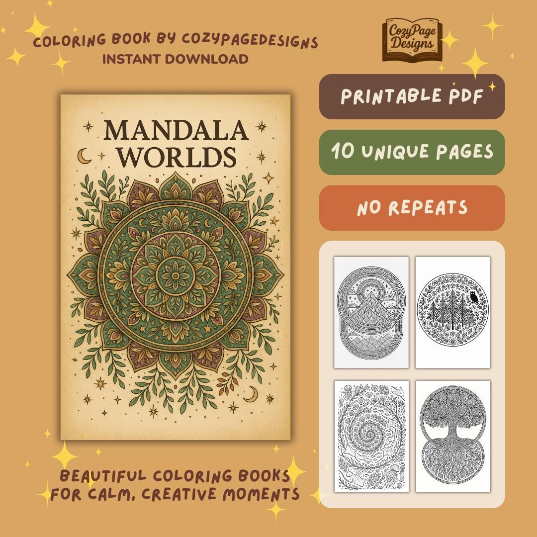 Mandala Coloring Book PDF | Printable Mandala World Scenes | Nature ...