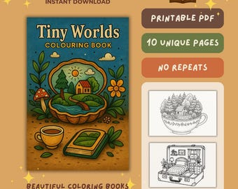 Tiny Worlds Coloring Book PDF | Printable Miniature Scenes Art ...