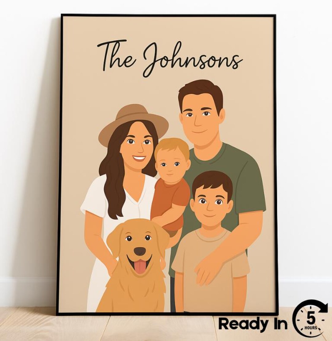 Faceless Family Portrait, Custom Digital Drawing, Personalized ...