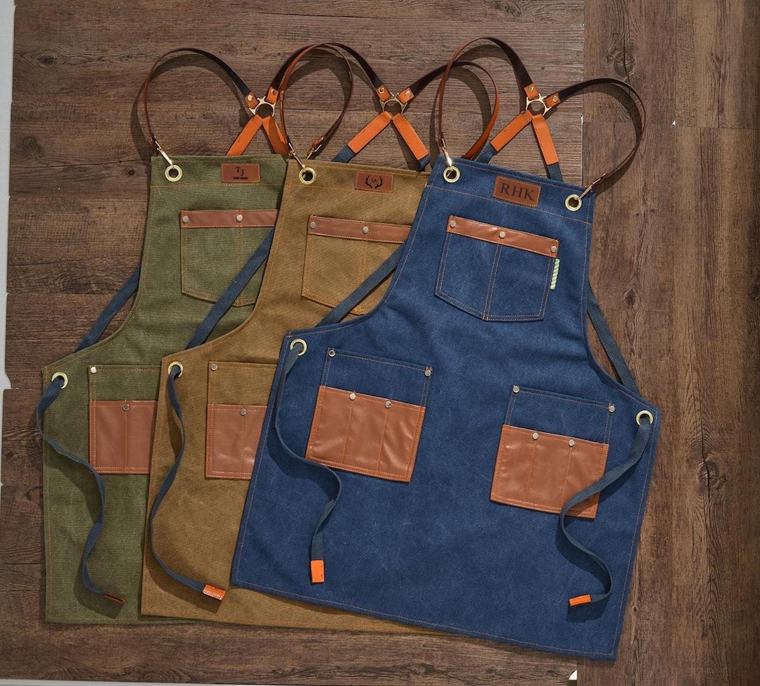 Personalized Bar Apron, Canvas Workshop Apron With Pockets, Custom Gift ...