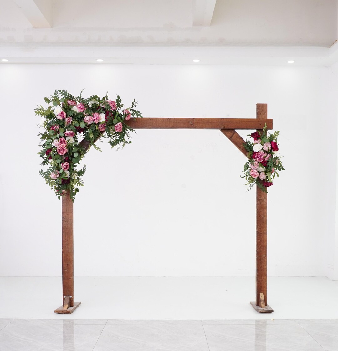 Dusty Mauve & Burgundy Wedding Arch Flowers Romantic Silk Rose Swag Set ...