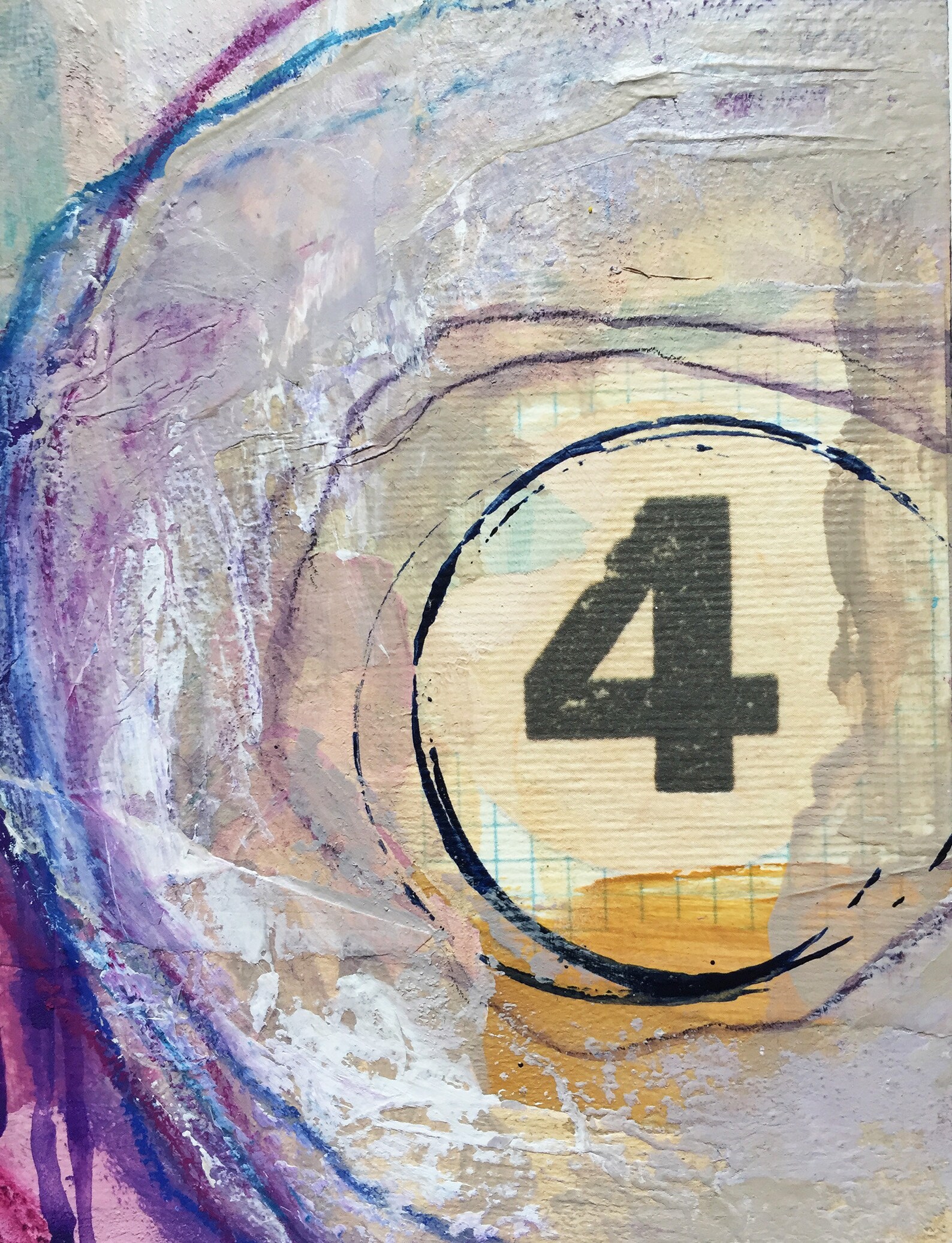 Number 4 Collage, Purple Abstract Mixed Media Art - Etsy