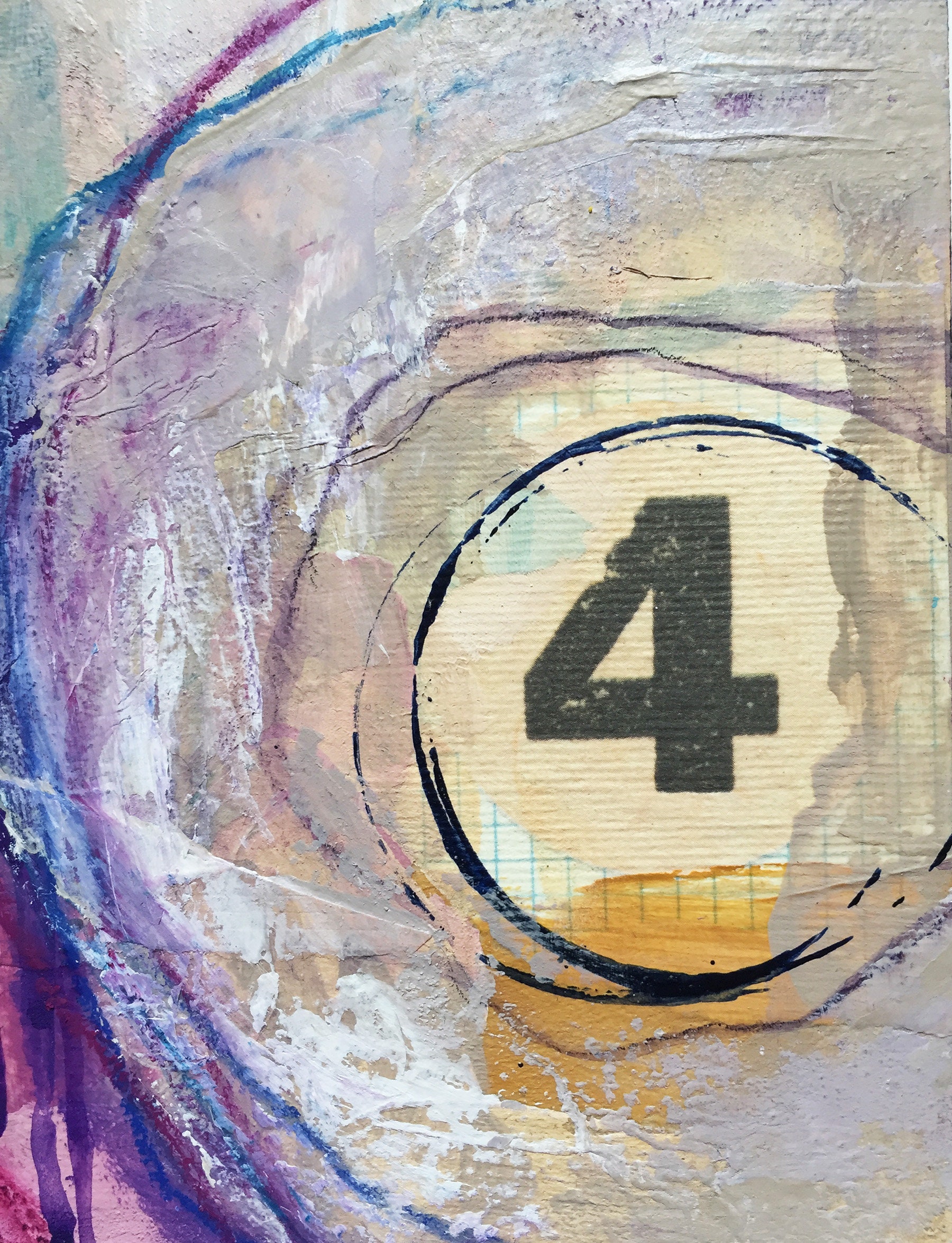 Number 4 Collage, Purple Abstract Mixed Media Art - Etsy