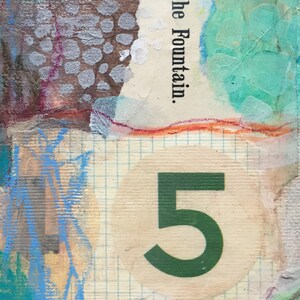 Number 5 Collage, Turquoise Mixed Media Art - Etsy
