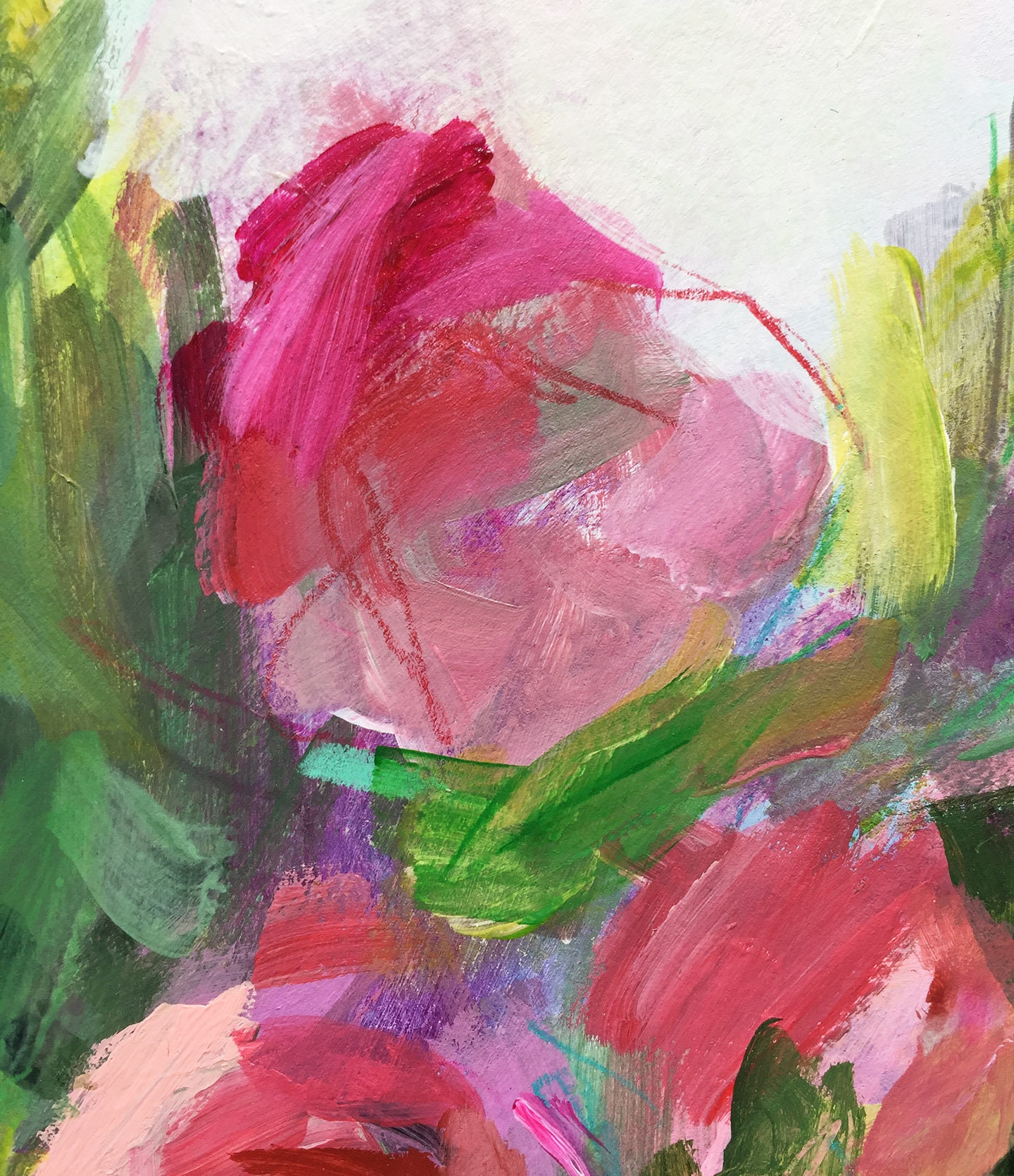 Pink Rose Bouquet Acrylic Roses Flower Painting - Etsy