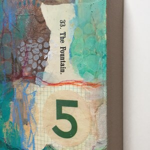 Number 5 Collage, Turquoise Mixed Media Art - Etsy