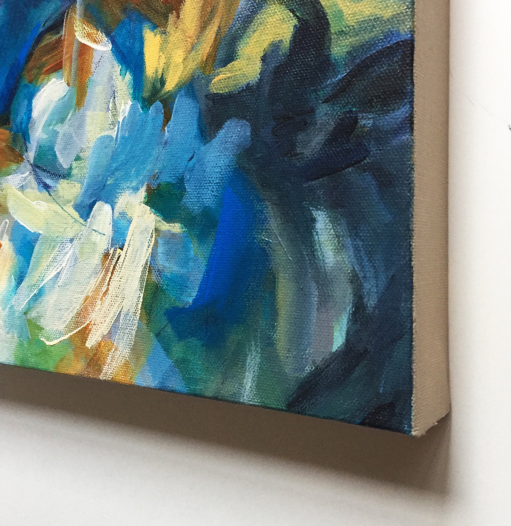 Abstract on Square Canvas; Mixed Media Blue Abstract 2 - Etsy
