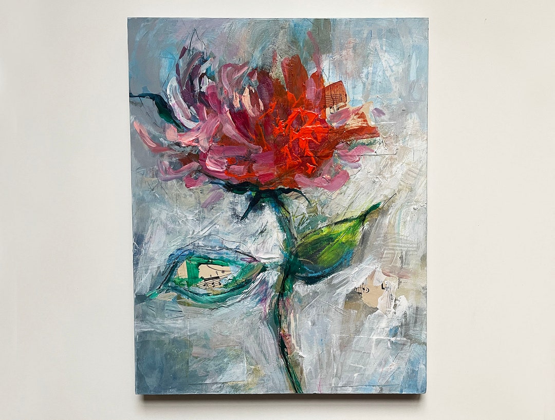 Abstract Carnation; Floral Abstract Art Collage; Mixed Media Flower - Etsy