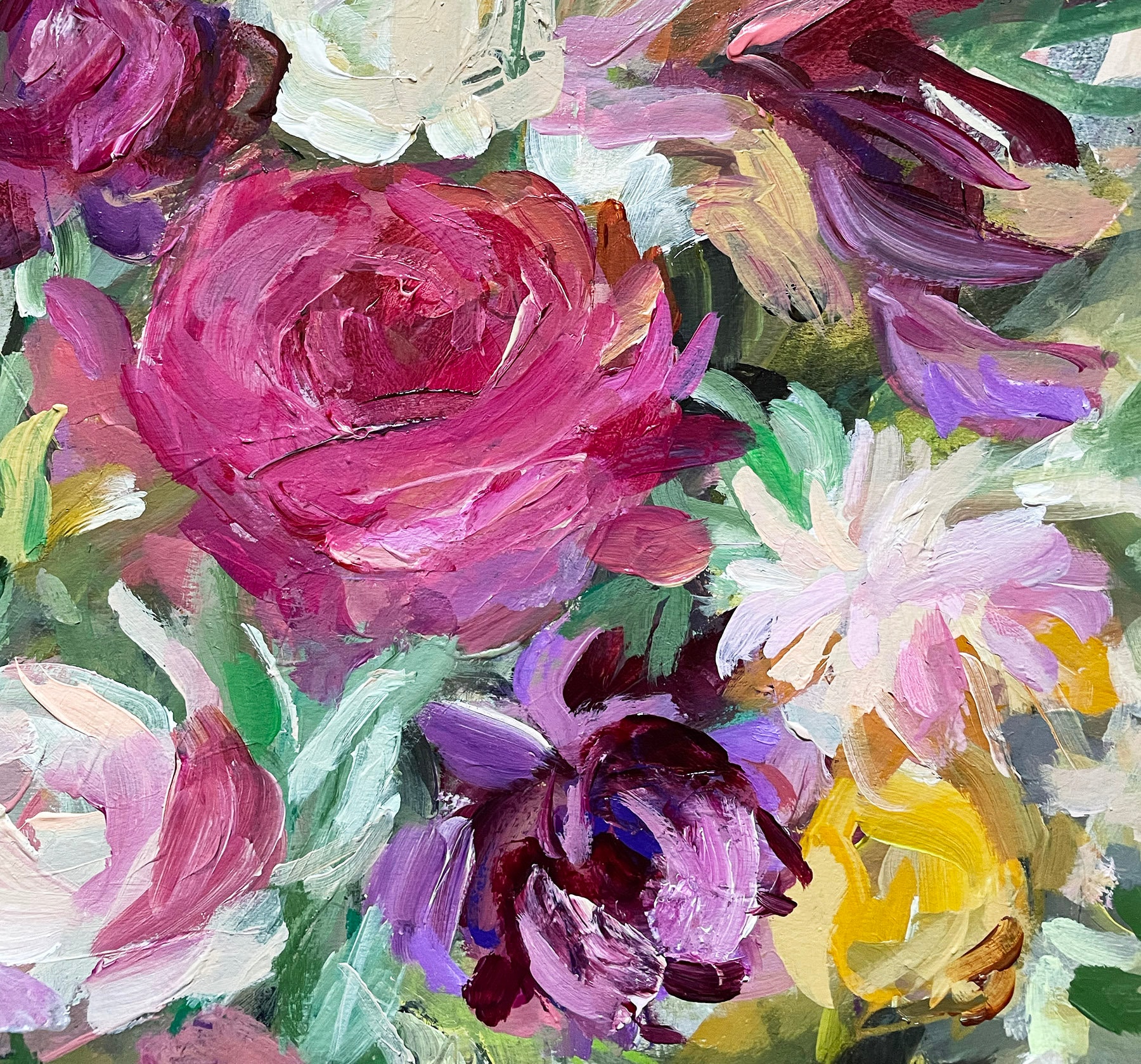 Rose Bouquet; Floral Mixed Media Roses Painting - Etsy