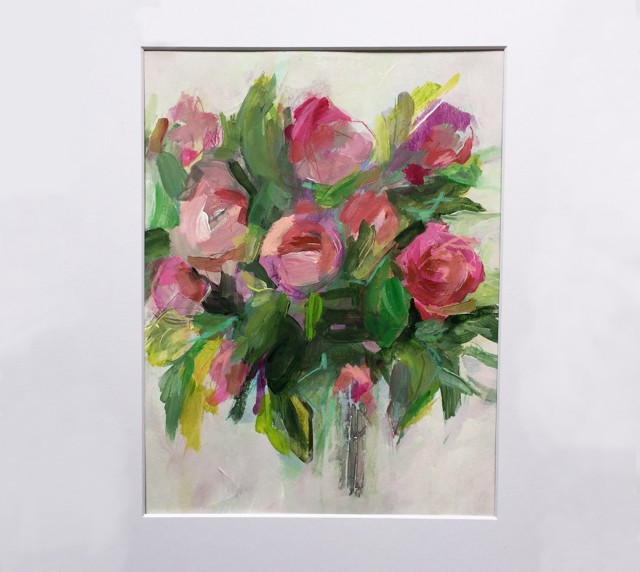 Pink Rose Bouquet Acrylic Roses Flower Painting - Etsy
