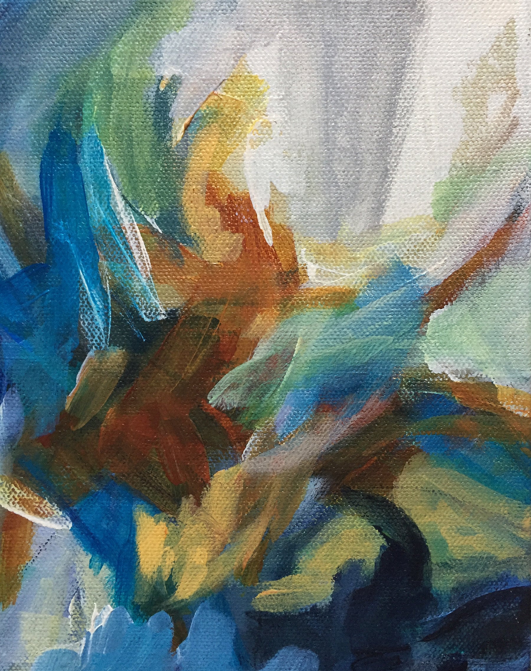 Abstract on Square Canvas; Mixed Media Blue Abstract 2 - Etsy