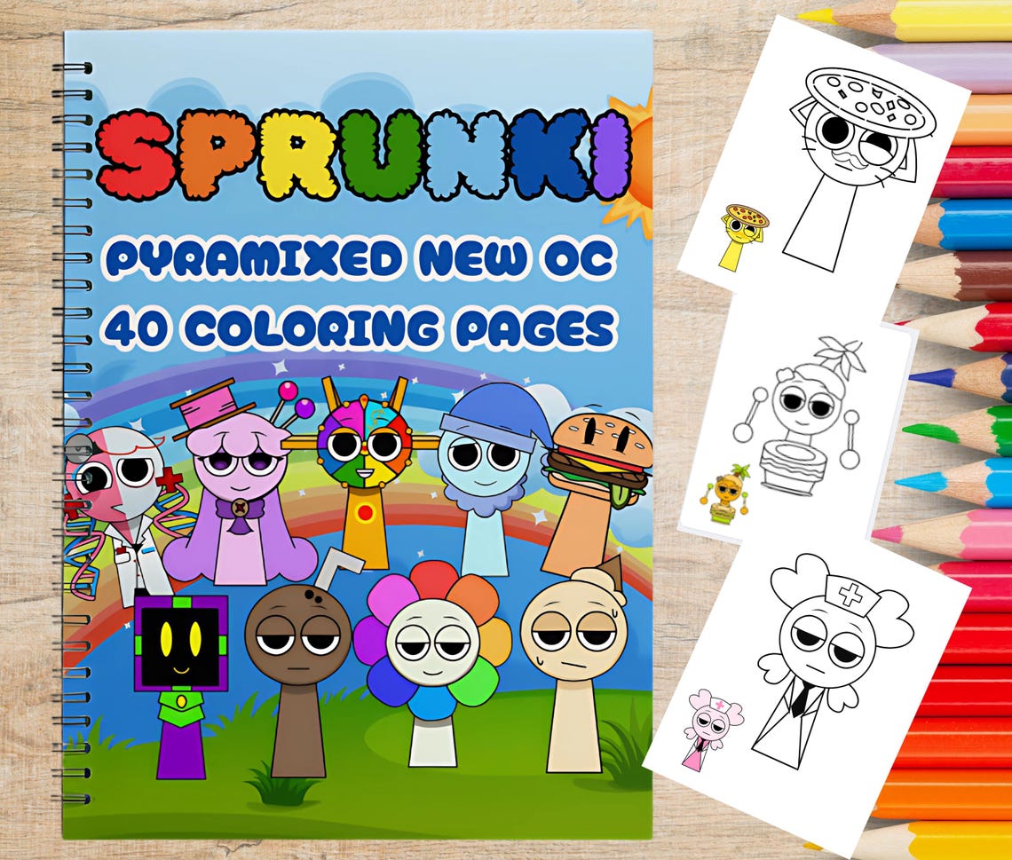 40 SPRUNKI Pyramixed NEW OC Printable Coloring Pages A4 Coloring Book ...