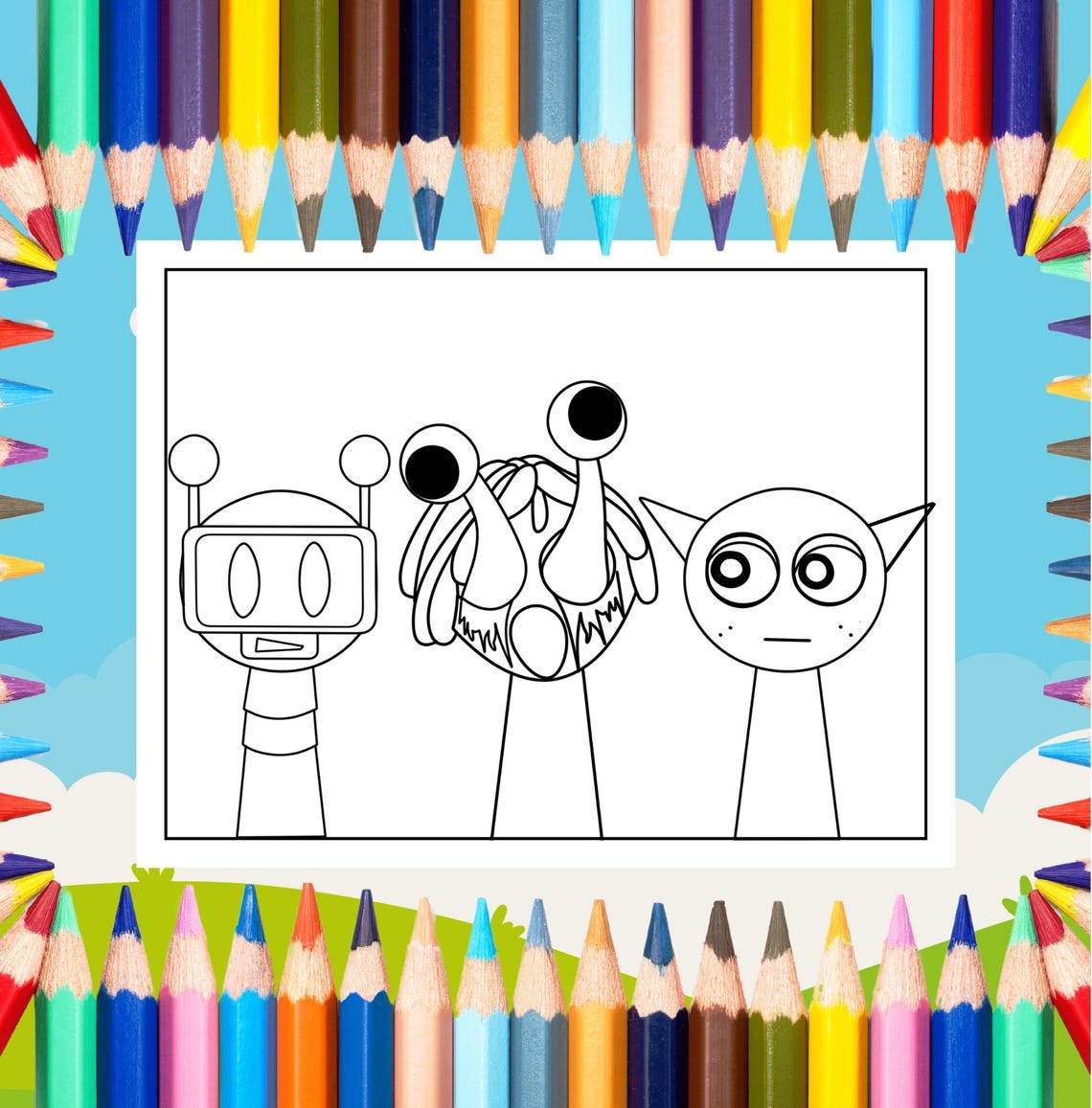 35 Sprunki Characters Printable Coloring Pages A4 Coloring Book for ...