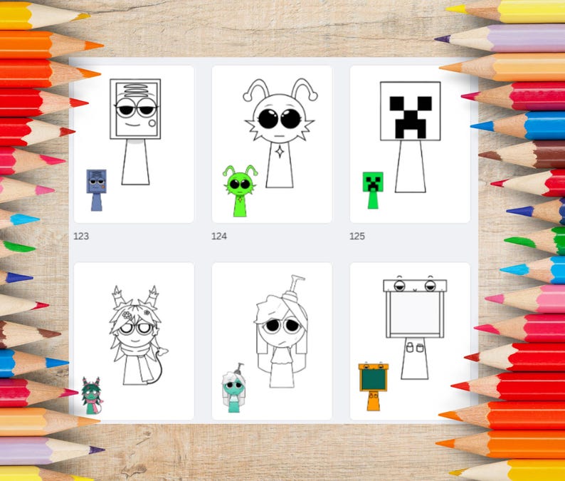 42 Sprunki New Characters Printable Coloring Pages A4 Coloring Book for ...
