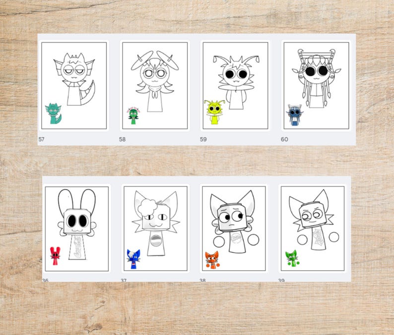 47 Sprunki Characters Printable Coloring Pages A4 Coloring Book for ...